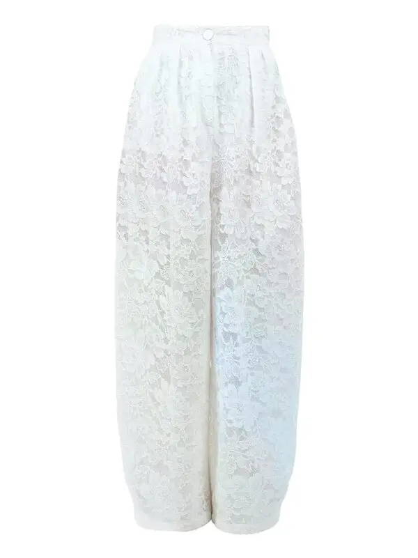 ROWEN ROSE Lace Carrot Trousers - White