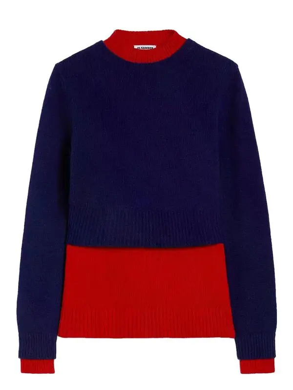 JIL SANDER Two-tone Double-layer Sweater - Blue