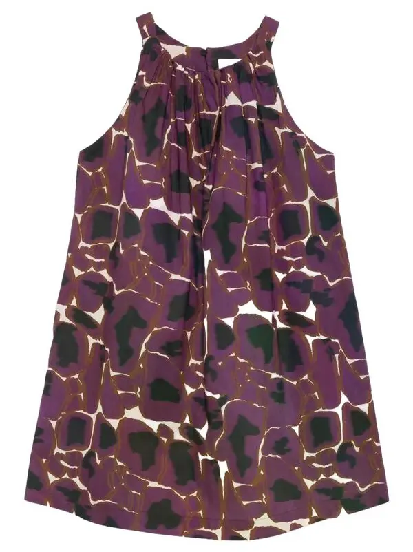 Alpha Studio Gathered Printed Dress - Purple