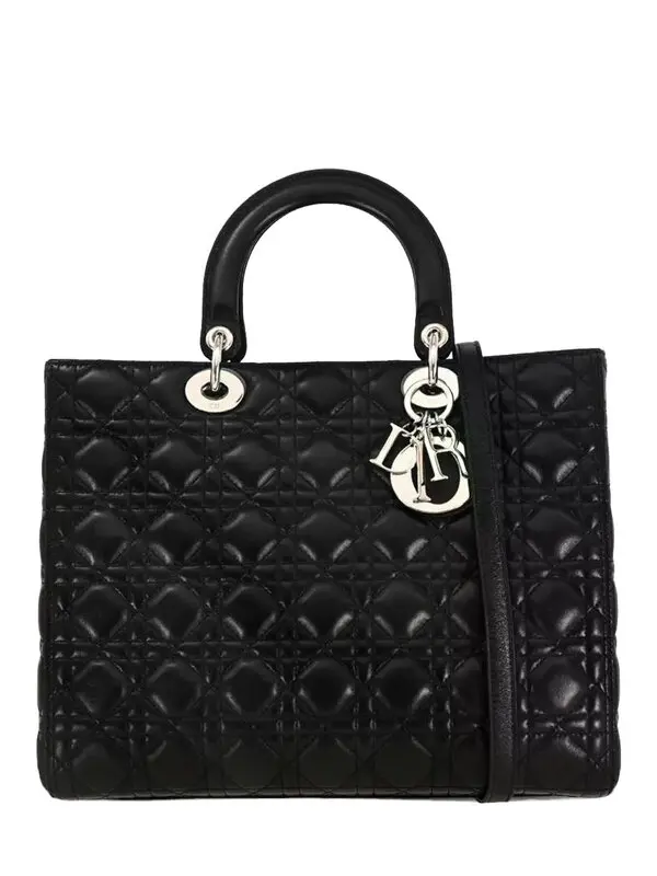 Dior 2002 Large Lady Cannage Tote Bag - Black