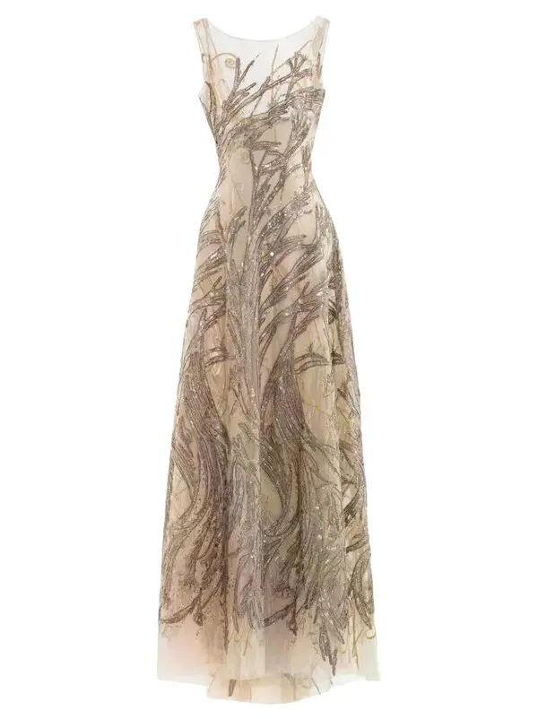SAIID KOBEISY Sequin Embellishment Maxi Dress - Neutrals