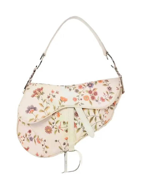 Dior 2007 Saddle Floral Canvas Handbag - White