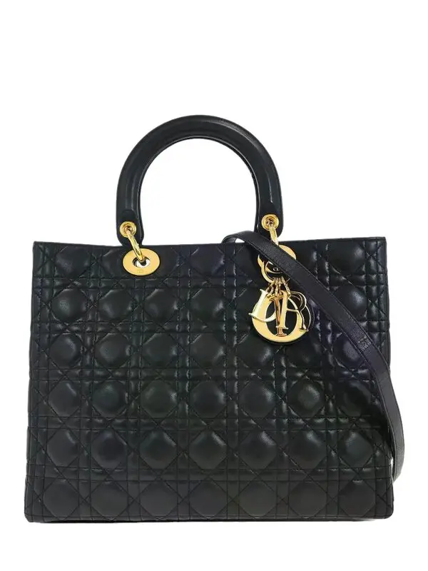 Dior 1999 Large Lady Cannage Tote Bag - Black