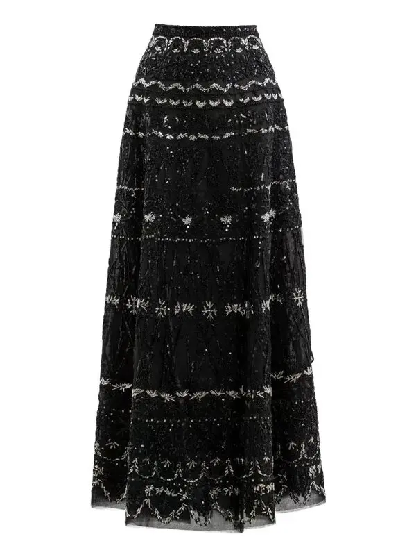 SAIID KOBEISY A-line Beaded And Sequined Maxi Skirt - Black
