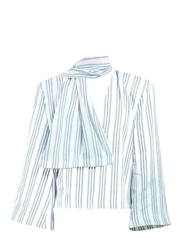 ROWEN ROSE Striped Scarf Shirt - White