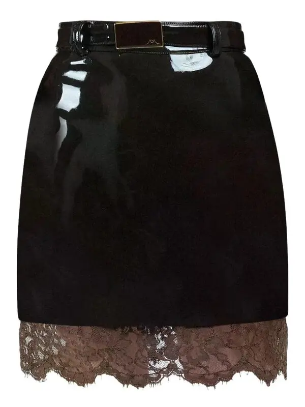 ROWEN ROSE Mini Skirt With Lace Detailing - Brown