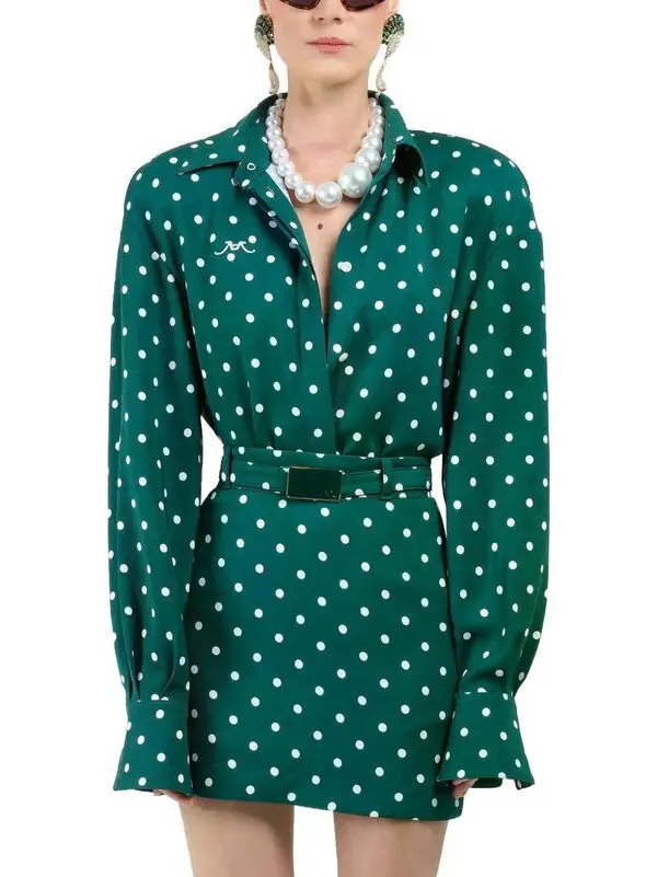 ROWEN ROSE Polka Dot Raglan Shirt - Green