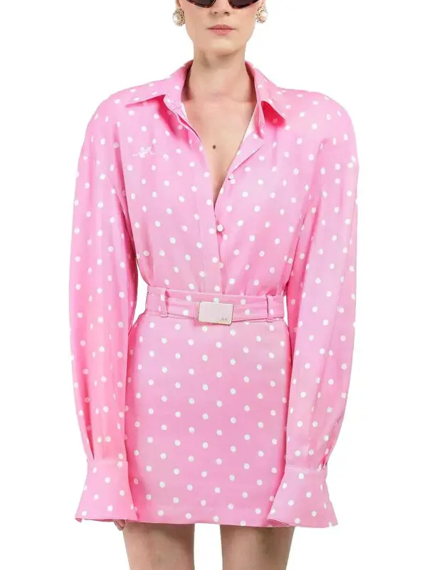 ROWEN ROSE Polka Dot Oversized Shirt - Pink