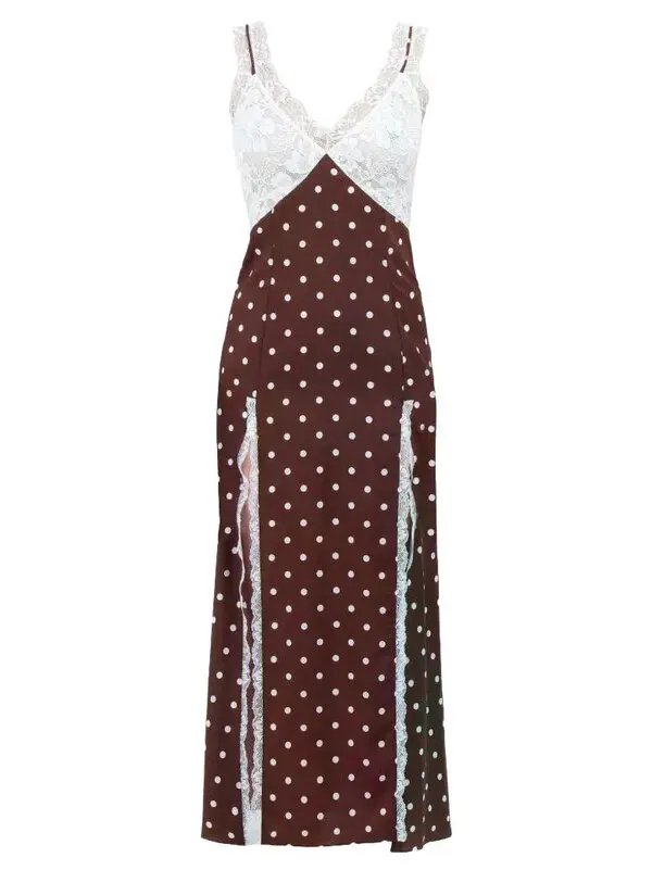 ROWEN ROSE Polka-dot Maxi Dress - Brown