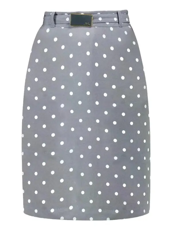 ROWEN ROSE Polka Dot Midi Skirt - Grey