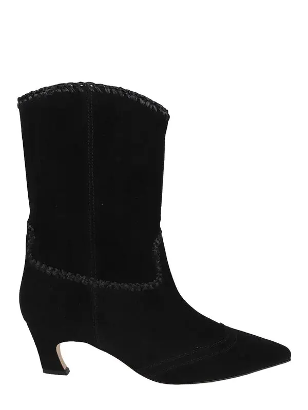 Ermanno Scervino Topstitch Heeled Boots - Black