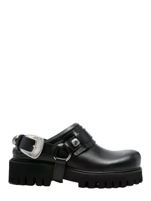 TOGA VIRILIS Buckle Leather Mules - Black