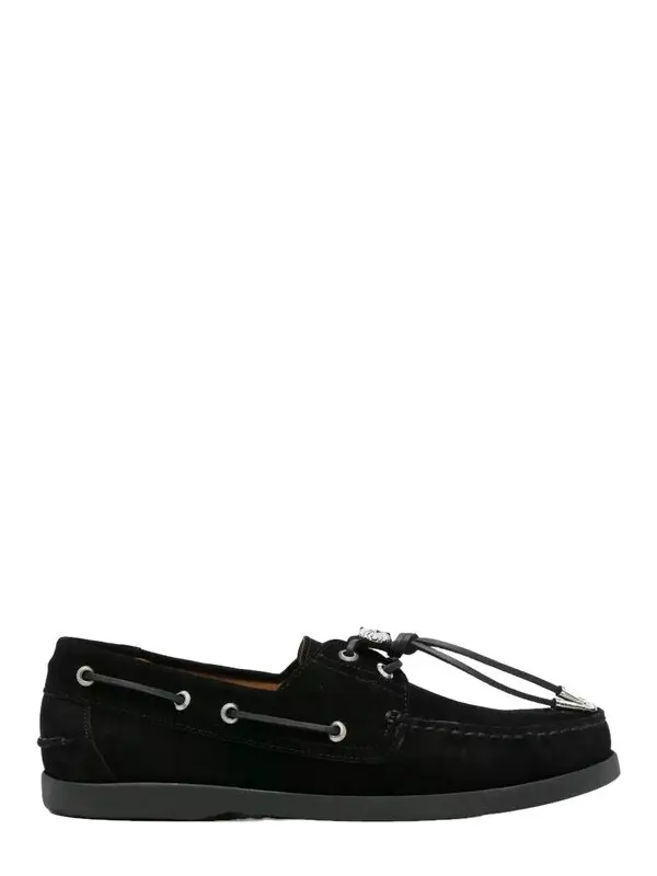 TOGA VIRILIS Suede Embellished Boat Shoes - Black