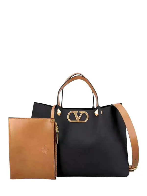 Valentino Garavani Logo Stud Leather Tote Bag - Black