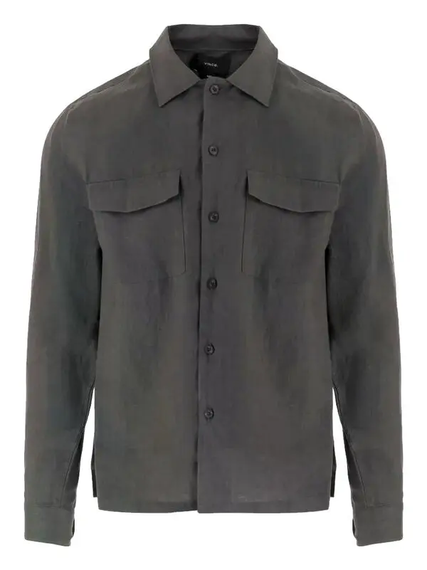 Vince Linen Pocket Shirt - Grey