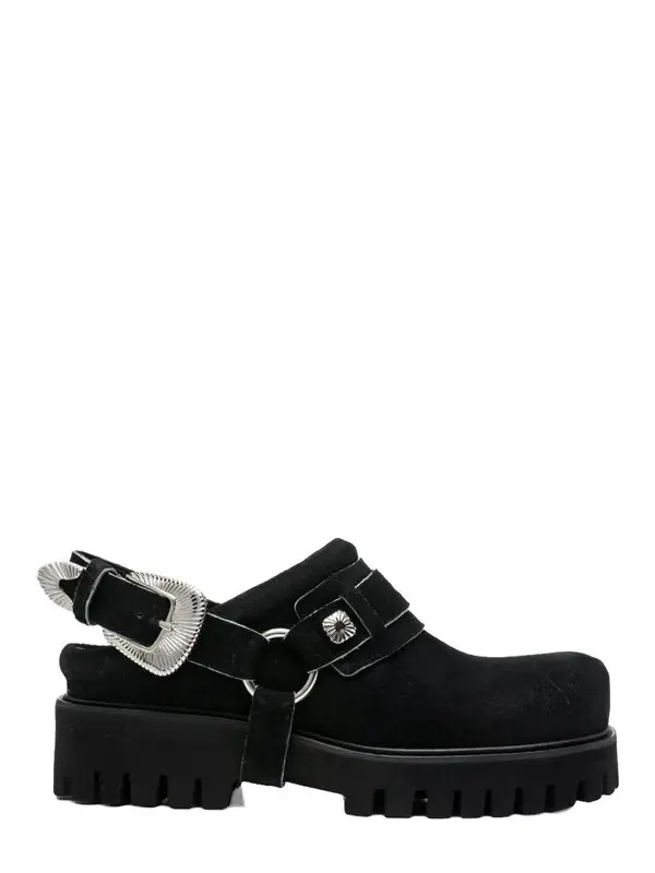 TOGA VIRILIS Buckle Strap Leather Mules - Black