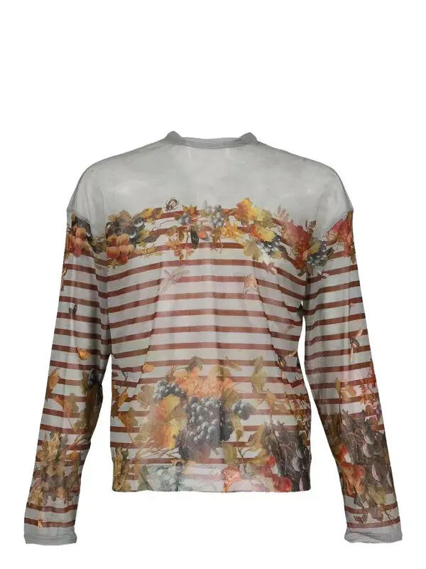 JEAN PAUL GAULTIER Striped Floral T-shirt - Grey