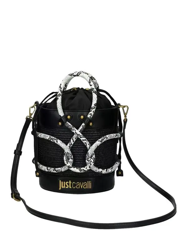 Just Cavalli Snake-patterned Bucket Bag - Black