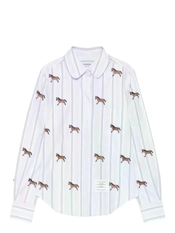 Thom Browne Horse-embroidered Shirt - Blue