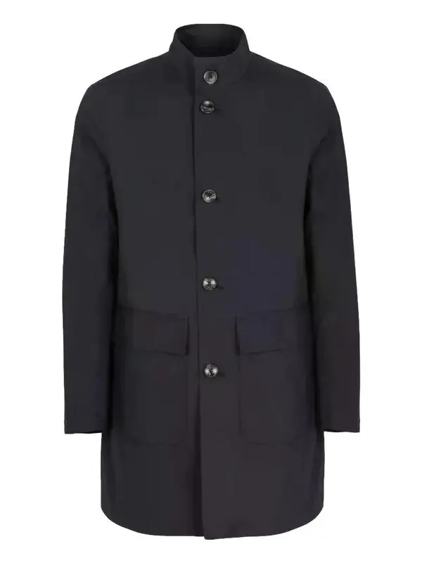 Herno Button Coat With Flap Pockets - Blue