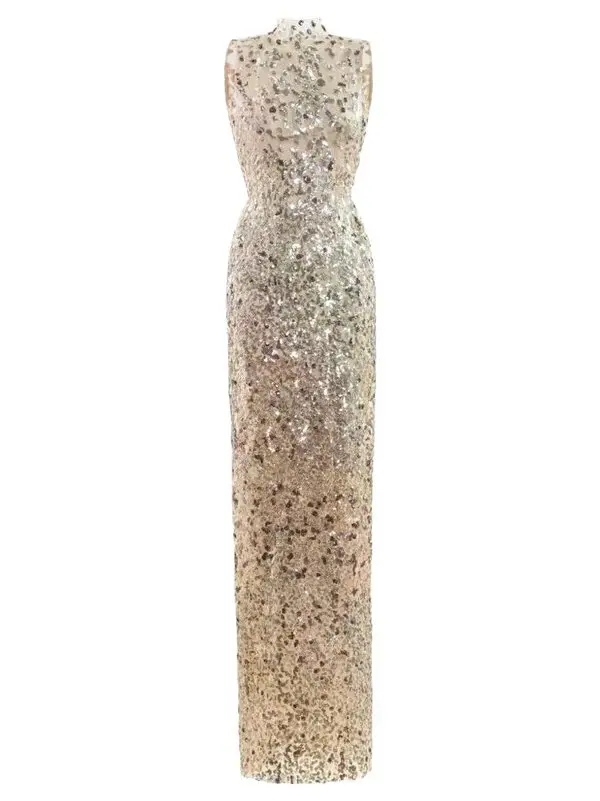 SAIID KOBEISY Sequin-embroidered Maxi Dress - Gold