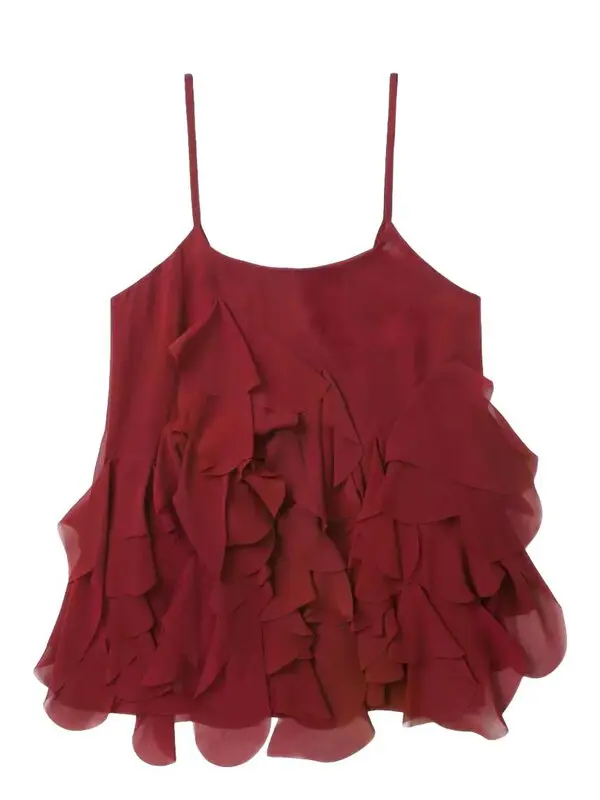 Comme Des Garçons Ruffled Spaghetti-strap Top - Red