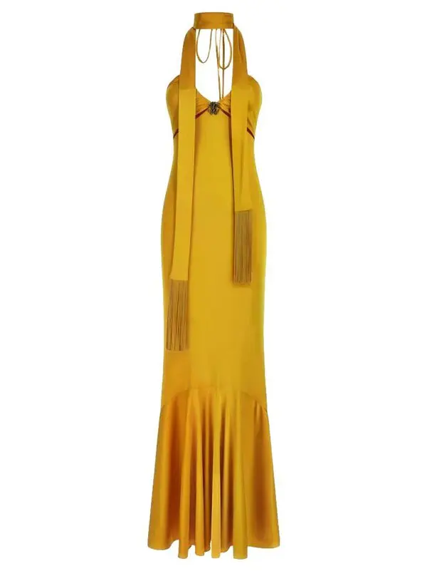 Roberto Cavalli Halter-neck Maxi Dress - Yellow