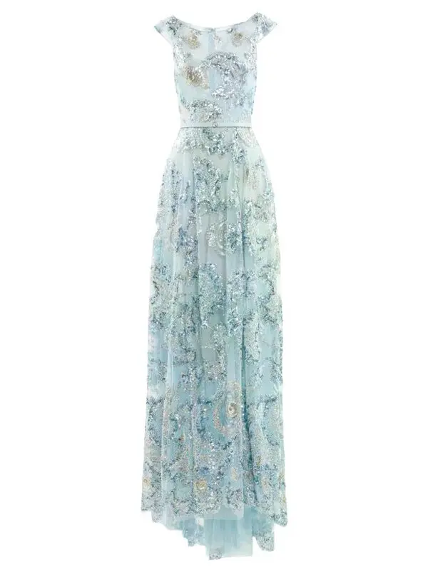SAIID KOBEISY Crystal-embellished Maxi Dress - Blue