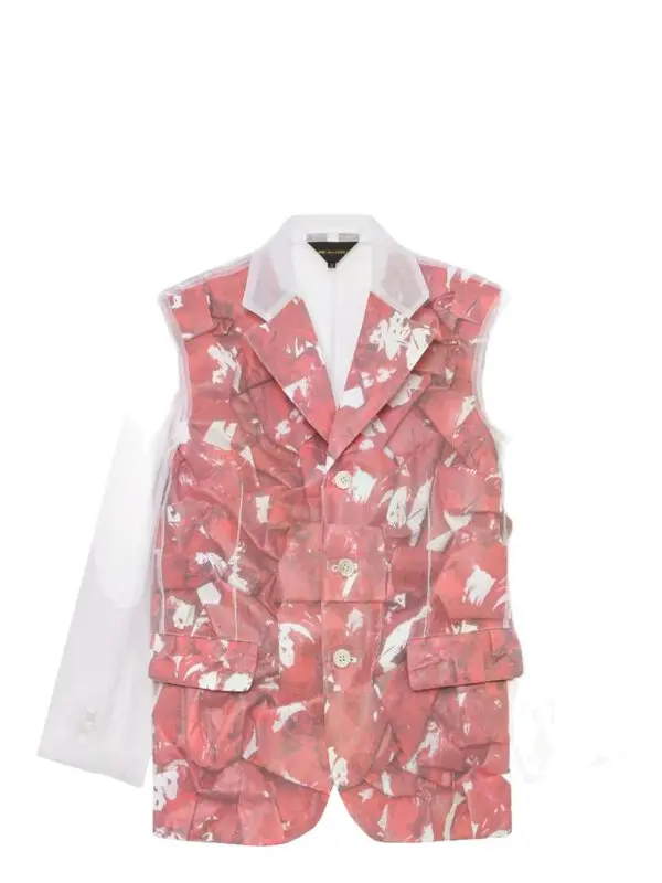 Comme Des Garçons Printed Sheer Blazer - White
