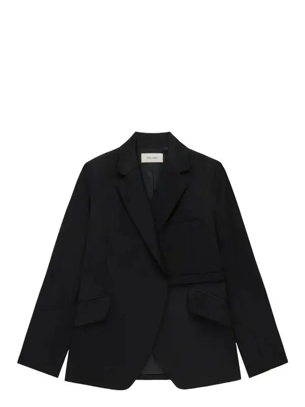 WE-AR4 Smocking Notched-lapels Blazer - Black