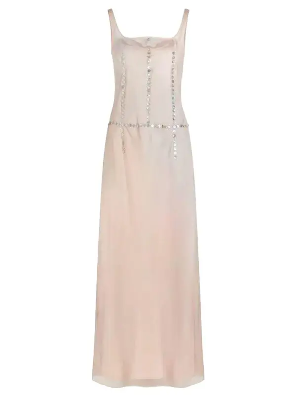 Staud Greta Button-embellished Maxi Dress - Neutrals