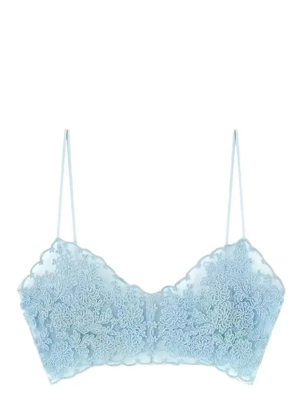 Ermanno Scervino Lace Scalloped Top - Blue