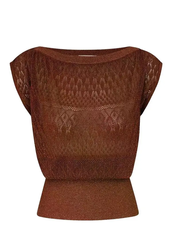 Zimmermann Awaken Metallic Lace Top - Brown