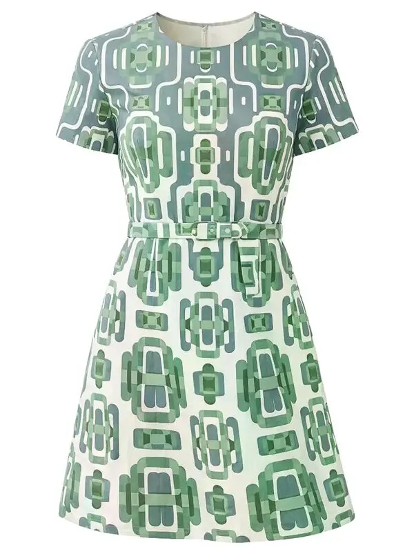 Alexis Silva Geometric-print Mini Dress - White