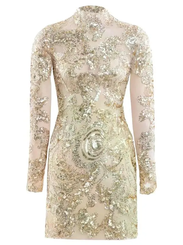 SAIID KOBEISY Sequin-embellished Mini Dress - Gold