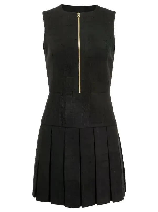 Alice + Olivia Ellis Pleated Mini Dress - Black