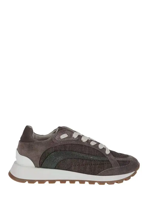 Brunello Cucinelli Bead-detail Sneakers - Brown