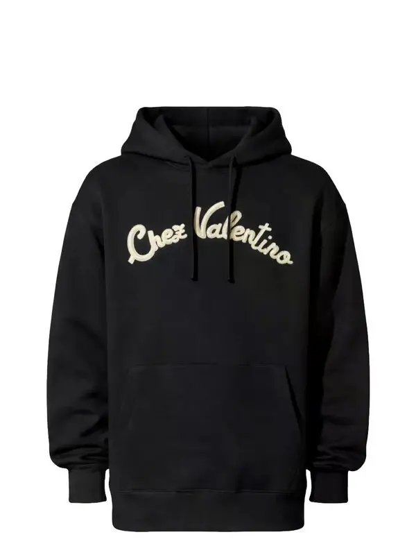 Valentino Garavani Logo Drawstring Hoodie - Black