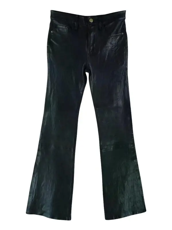 FRAME Flared Leather Trousers - Black