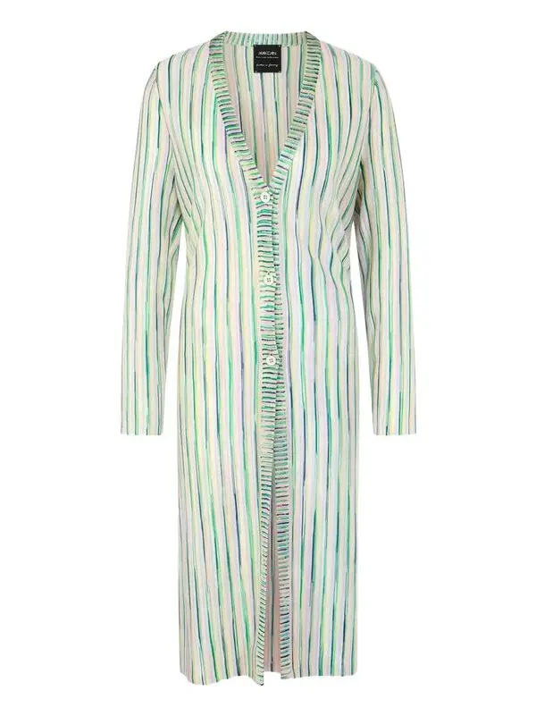 MARCCAIN Striped Buttoned Cardigan - Green