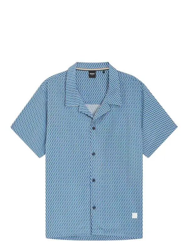 BOSS Diamond-pattern Short-sleeve Shirt - Blue
