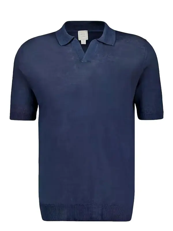 120% Lino Marine V-neck T-shirt - Blue