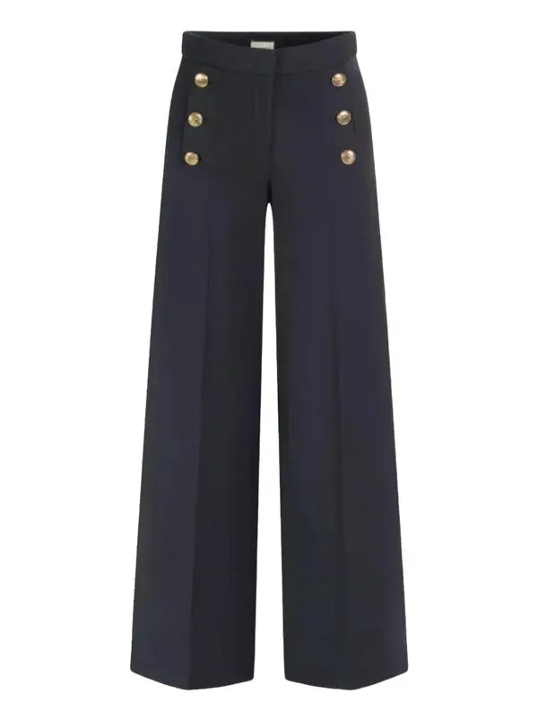 Seductive Button Detailed Wide Leg Trousers - Blue