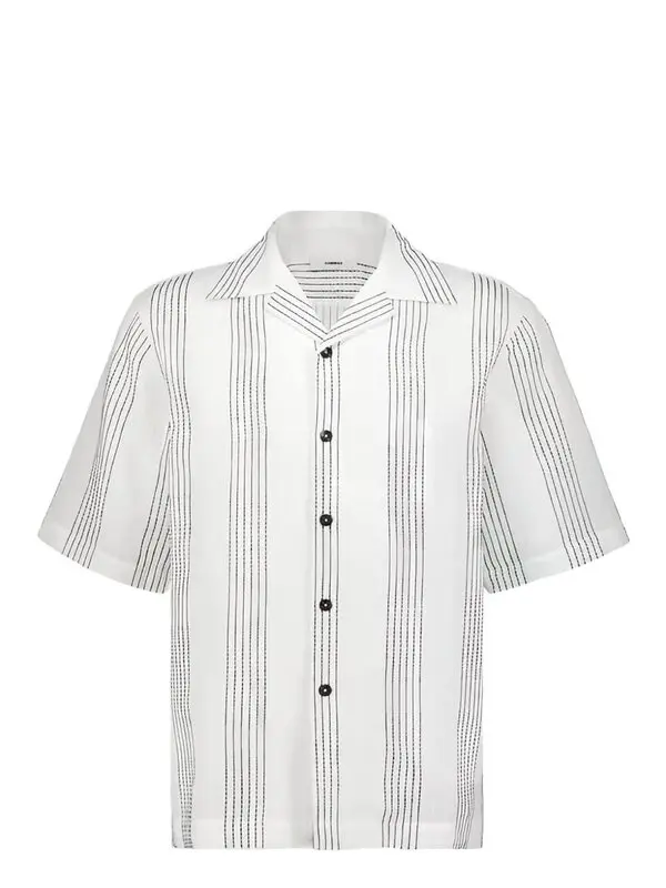 Commas Striped Camp-collar Shirt - White