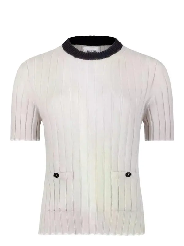 BARRIE Pocket Ribbed Knitted Pullover - White
