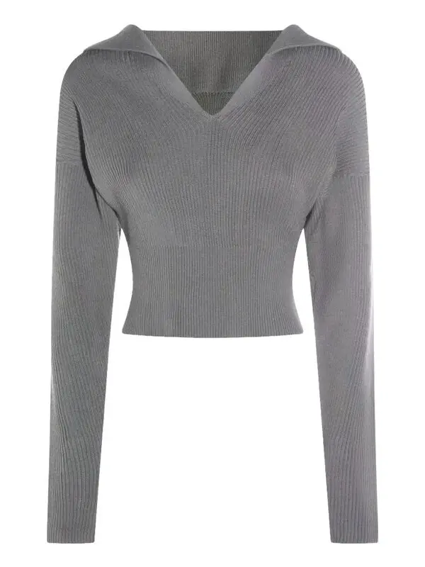 Rick Owens Ribbed V-neck Sweater - Grey