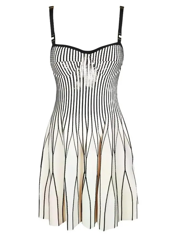 Elisabetta Franchi Striped Knit Mini Dress - Neutrals
