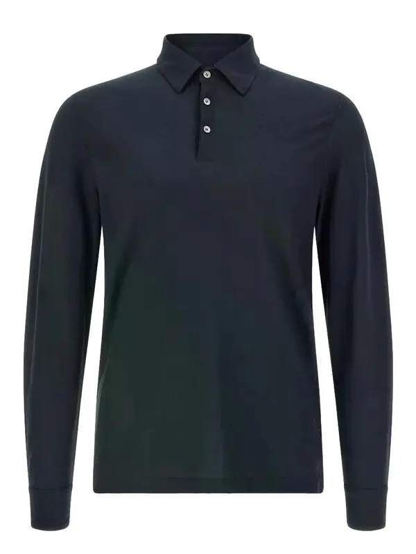 ZANONE Buttoned Long-sleeve Polo Shirt - Blue
