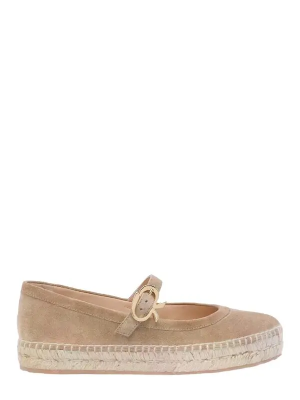 GIANVITO ROSSI Elda Buckled Espadrille Ballet Flats - Neutrals