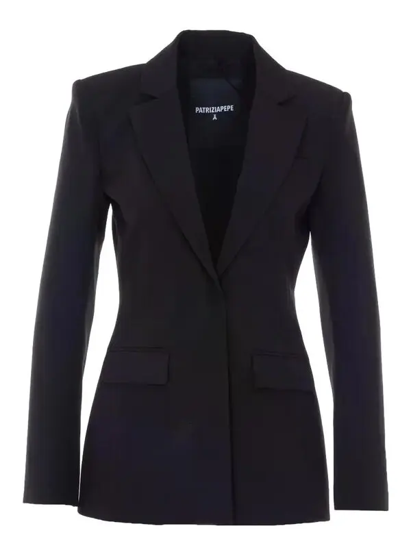 Patrizia Pepe Button Flap-pocket Blazer - Black